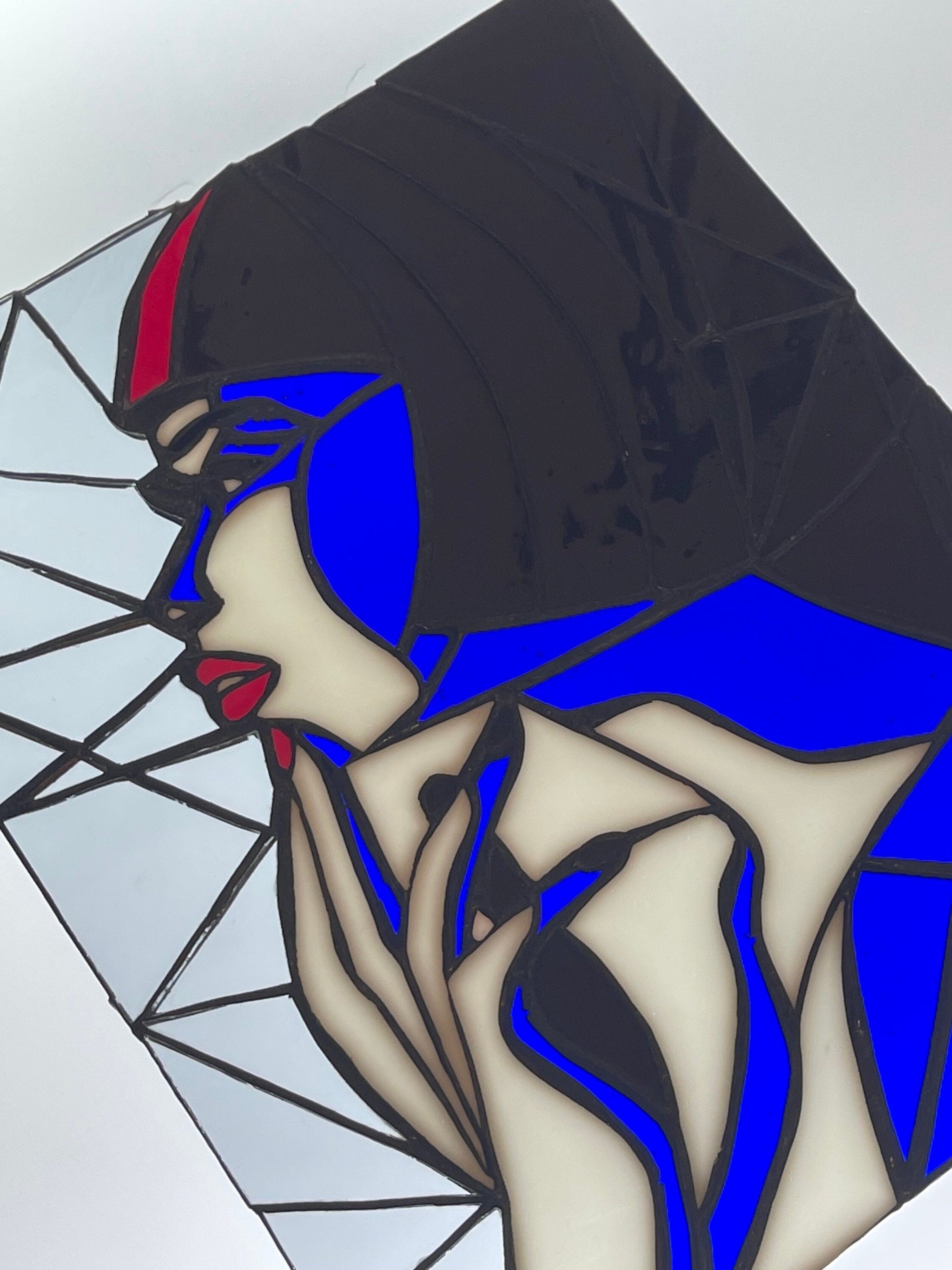 Stained glass women, stained glass girl panel, glass art decor ...