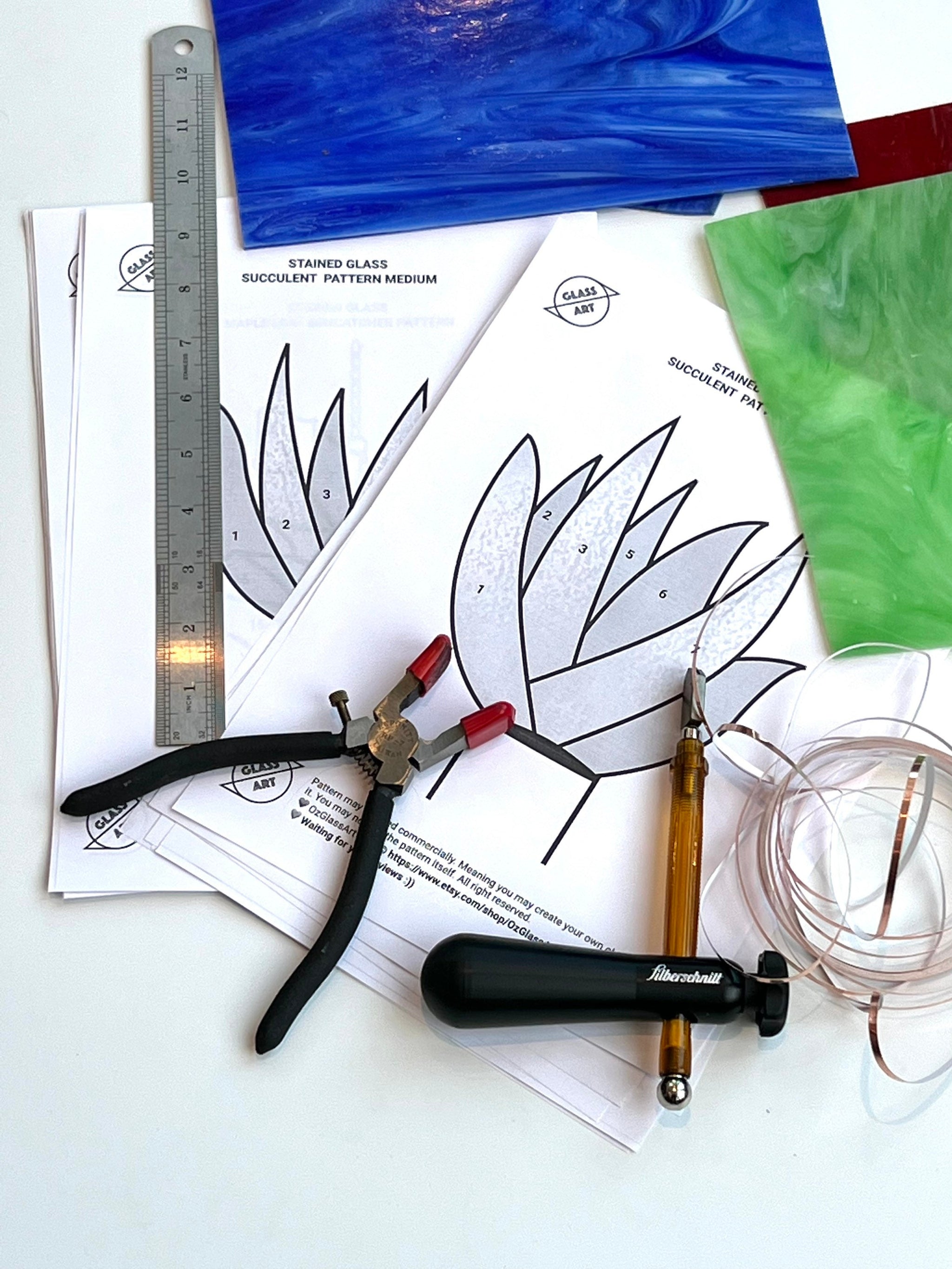 Agave Flower Set for Beginner Suncatcher Patterns – OzGlassArt Patterns